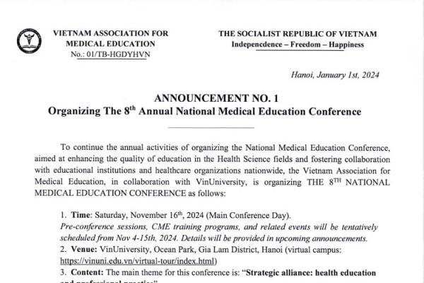 ANNOUNCEMENT NO. 1 ORGANIZING THE 8TH ANNUAL NATIONAL MEDICAL EDUCATION ...